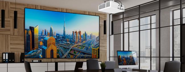 High Brightness 3LCD Laser Projector showing professional presentation