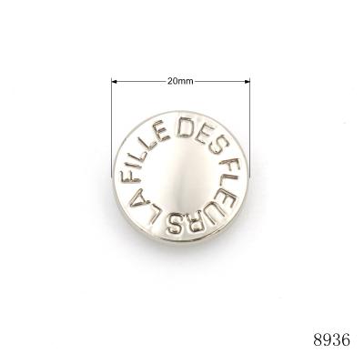 China 20mm Zinc Alloy Rivet Silver Double Cap Rivets Flat With Logo for sale