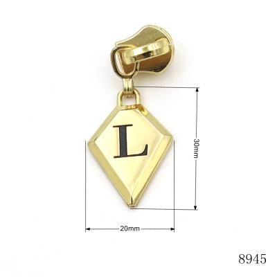 China Diamond Shape Metal Zipper Puller Enamel Gold Zipper Pull For Luxury Bags And Accessories for sale