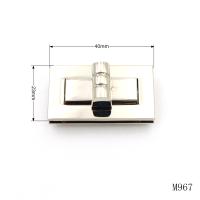 China 40mm Rectangular Metal Twist Lock Nickel Plated Handbag Bag Hardware for sale