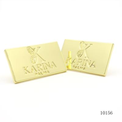 China Rectangle Handbag Logo Labels Gold Plated Handbag Logo Plates for sale
