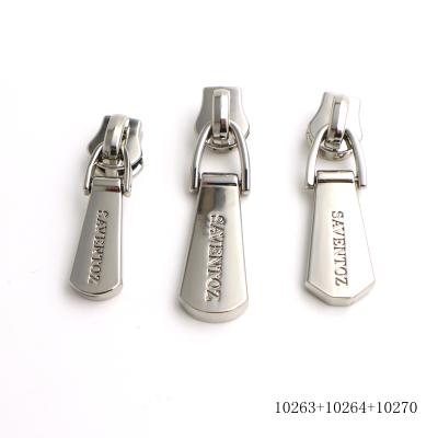 China OEM ODM Metal Zipper Puller #5 Bag Zip Puller With Engraved Logo for sale
