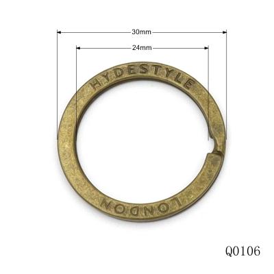 China 24mm Metal Key Chain Rings Classic Custom Split Rings With Engraved Text Promotion Gifts for sale
