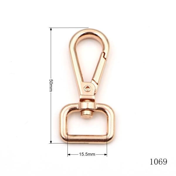 Quality Rose Gold Plating Bag Snap Clasp 15.5mm Snap Hook For Bag Hardware for sale