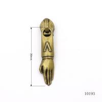 China Hand Shape Zipper Pull Charm Matte Antique Brass Metal Zipper Slider for Bag Accessories OEM ODM for sale