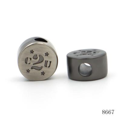 China Gunmetal Metal Alloy Beads 12mm Custom Logo Beads Circular For Bracelet Making for sale