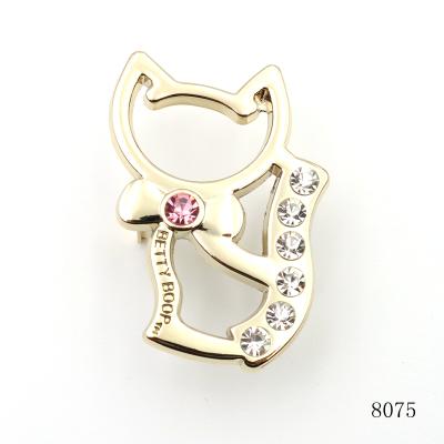 China 34x47mm Gold Tone Betty Boop Kitty Crystal Rhinestone Purse Charm Metal Logo Tags for sale