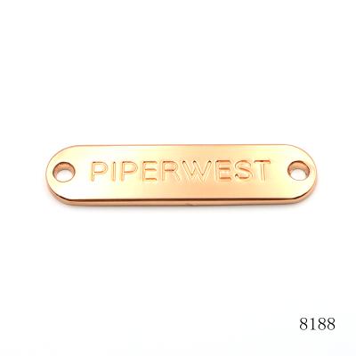 China Quality Bag Hardware Logo Manufacture 50*12.5mm Rose Gold Custom Engraved Logo Tag Plate for sale
