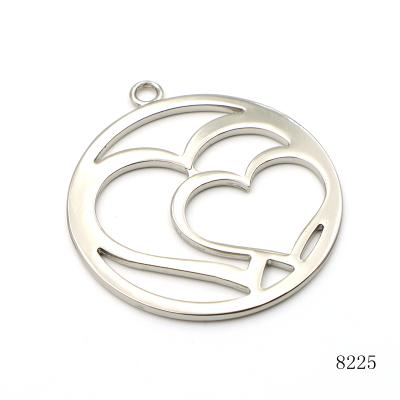 China Silver Plated Hollow Heart Metal Charm Pendant 56mm Round Cutout Heart Tag for Bag Accessories for sale