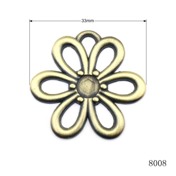 Quality Brushed Anti Brass Flower Shape Metal Logo Tag Zinc Alloy Tags For Handbags Hardware Accessories for sale
