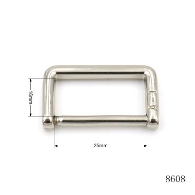 China Nickel Polish Zinc Alloy Custom Logo Engraved Metal Screw D Ring Buckle Adjuster For Handbags Decorative for sale