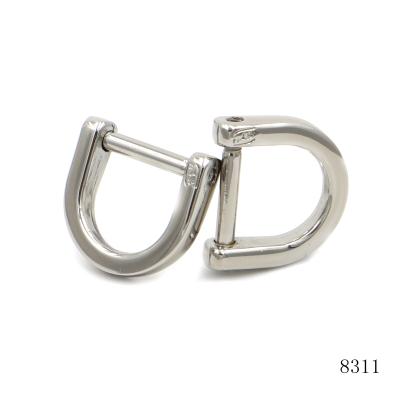 China 15mm metal D ring with screw custom engraving logo removable bag D ring accessories for sale
