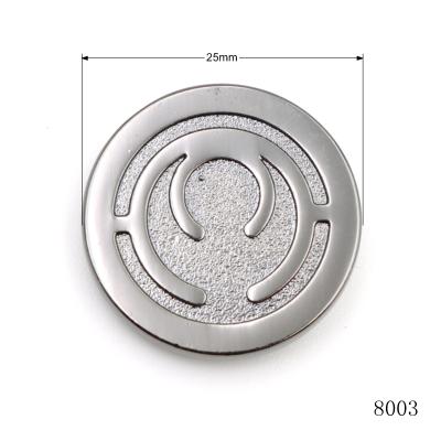 China 25mm Matte Black Customized Metal Circle Logo Plate With Prongs For Bag Manufacture for sale