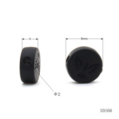 China Matt Black Gun Metal Customized Logo Engraved Round Bead Zinc Alloy Beads For Bracelets Decorative Fittings for sale