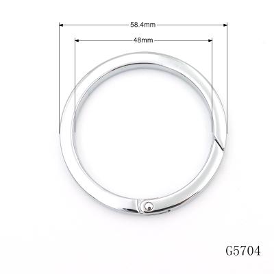 China 58mm Large Flat Round Spring Open Gate O Ring Carabiner Clasp, Chrome Plated Zinc Alloy Heavy Duty Keychain Connector Hardware for sale