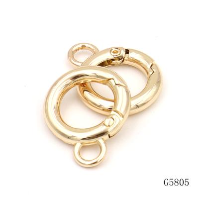 China 20mm Mini Light Gold Spring O Ring Clip with Small Loop, Openable Circular Spring Keychain Buckle for Key Rings & Bag Charms for sale