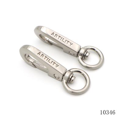 China Matt Nickel Customized Logo Engraved Swivel Snap Hook Metal Carabiner Clasp Hooks For Handbag Hardware Accessories for sale