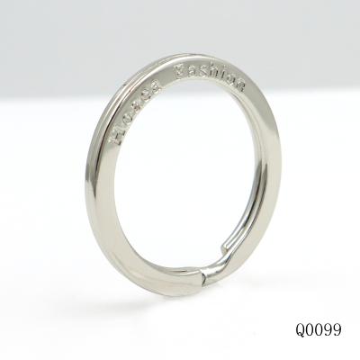 China Hot Sale Nickel Plated Personalized Deep Engraving Logo Text Keychain Key Ring 1 Inch Flat Key Split Ring for sale