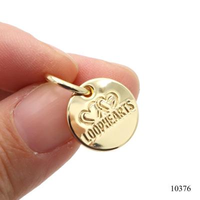 China Premium Quality custom logo metal tag  engraving logo circle charm with jump ring for key chain for sale