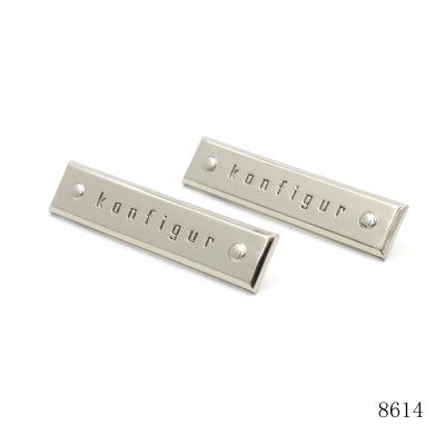 China Wholesale Bag Hardware Metal Logo Manufacture Silver Rectangle Bag Plate Custom Engraved Metal Label Plate for sale