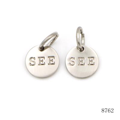 China 12.5mm Small Circle Metal Label Tag Custom Engraved Brushed Logo Tag for Key Chain or Bag Part's Accessories for sale