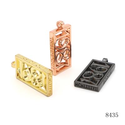 China Garment Shoes Accessories Metal Charm Tags Hollow Out Metal Hang Tag Custom Logo Metal Label Tag for sale