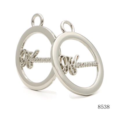 China Silver Plating Bag Key Chain Metal Circle Hang Tag Custom Metal Charm Tag Plate with Personalized Design for sale