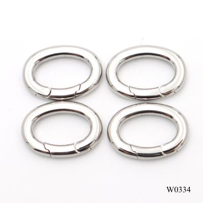 China Oval Stainless Steel Spring Gate Ring Metal Push Open Key Ring For Bag Strap for sale