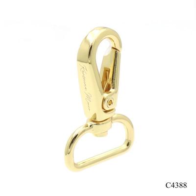 China Durable Bag Accessories Metal Swivel Snap Hooks with Custom Laser Logo Metal Keychain Clip for sale
