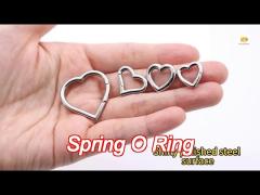 20mm heart shaped stainless steel spring ring 3.0mm wire for handbag & jewelry
