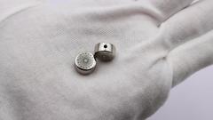 Flat round metal beads with black laser logo -G5850