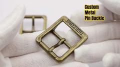 Old Fashion Style Engraved Logo Metal Pin Buckle for Leather Strap