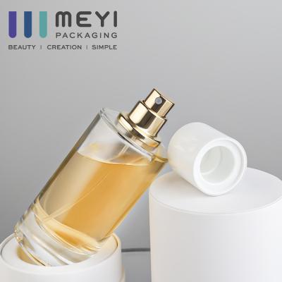 China Empty Cylinder Transparent  Perfume Bottle Glass With Magnetic Cap 50 Ml With Gift Box for sale