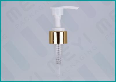China 24/410 Screw Lock Lotion Pump Dispenser With Shiny Gold Aluminum Collar for sale