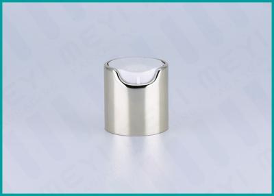 China Light Glossy Gold Disc Top Polypropylene Bottle Caps 24/410 With White Actuator for sale