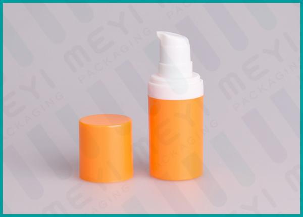 Orange PP Airless 15ml 50ml 30ml Pump Bottle Cylinder Shape For Cosmetics