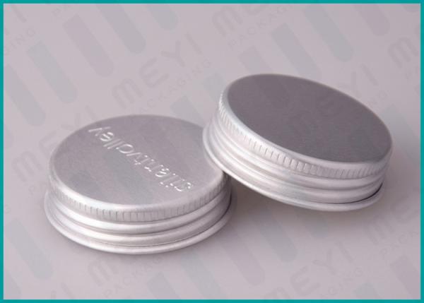Aluminum Screw Top Caps , 38/400 Matt Silver Screw Caps With Embossed Logo