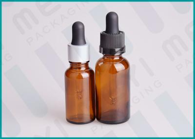 China 5ml - 100ml Amber Dropper Bottles , Cosmetic Essential Oil Dropper Bottle  for sale