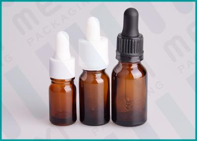 China 5ml - 100ml Amber Dropper Bottles , Cosmetic Essential Oil Dropper Bottle  for sale