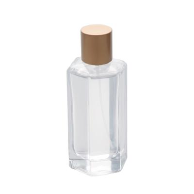 China 100ml Hexagon Perfume Glass Bottle with Pump Sprayer for sale