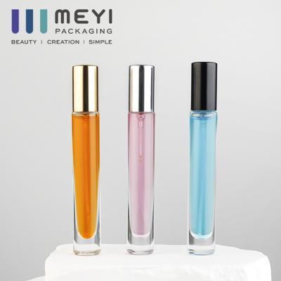 China Free Sample 8ml Mini Transparent Glass Perfume Bottle with Screw Cap & Pump Sprayer Hot Stamped Surface for sale