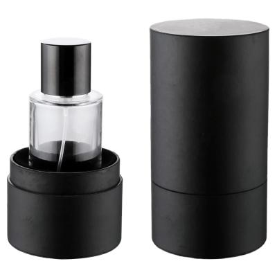 China Round Glass Perfume Bottle 50ml with Black Gift Box and Metal Cap for sale