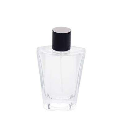 China Unique Perfume Glass Bottle 100 ml with Black Aluminum Perfume Cap for sale