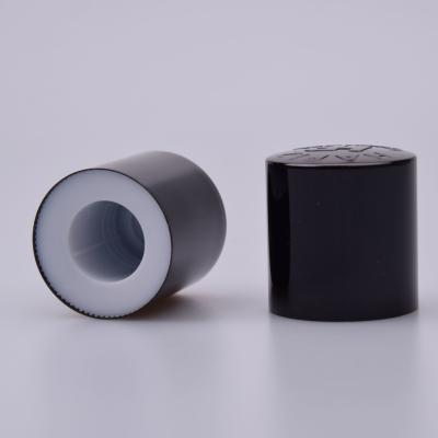 China 33mm Black Aluminum-Plastic Perfume Bottle Cap with Thick Insert for 15mm Sealing for sale