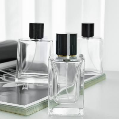 China 50ml Clear High Quality Glass Perfume Bottle with Crimp Neck and Polished Finish for sale