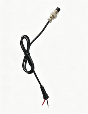 China GX12 2-Core Aviation Connector Cable, Single Female Plug, Power Lead With Stripped Ends for sale