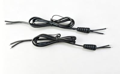 China 2 Core Bare Wire DC Power Cord, Black PVC DC Cable With Anti-Break Strain Relief for sale