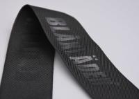 China Custom Logo Polyester Webbing Straps 35mm Black Embossed for Garment Use for sale