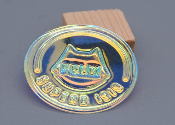 투명한 무지개 의류 패치 관습은 3D 로고 PVC 필름 재료를 엠보싱 처리했습니다