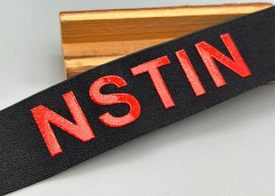 Cina banda elastica stampata rinnovabile nera Logo For Clothing lucido di 40mm in vendita